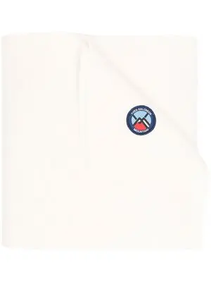 YVES SALOMON Knitted Logo-patch Scarf - Neutrals