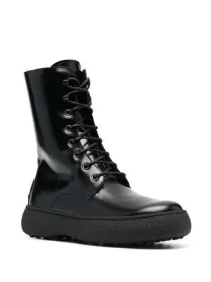 TOD'S Polished Lace-up Ankle Boots - Black