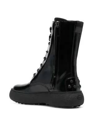 TOD'S Polished Lace-up Ankle Boots - Black