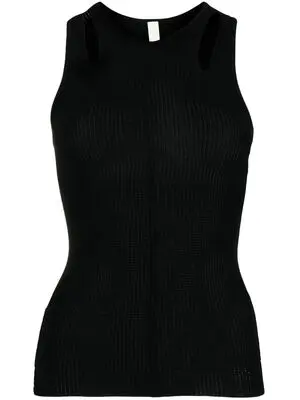 DION LEE Merino Pointelle Ribbed Tank Top - Black