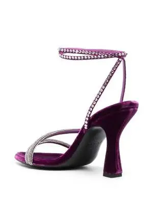 3JUIN Crystal-embellished Velvet Sandals - Purple