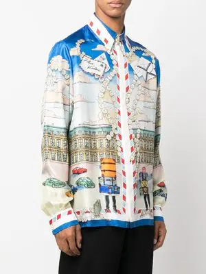 Casablanca Graphic-print Silk Shirt