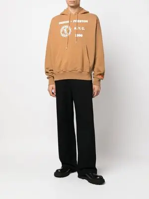 Heron Preston Graphic-print Cotton Hoodie - Brown