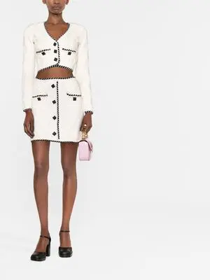 SELF-PORTRAIT Cable Knit Miniskirt - White