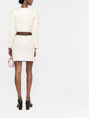 SELF-PORTRAIT Cable Knit Miniskirt - White