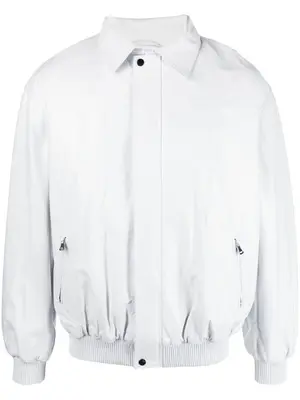 MANOKHI Leather Bomber Jacket - White