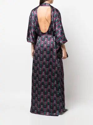 Ozwald Boateng Geometric-print Belted Long Jacket - Purple
