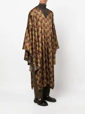 Ozwald Boateng Geometric-print Silk Cape Shirt - Yellow