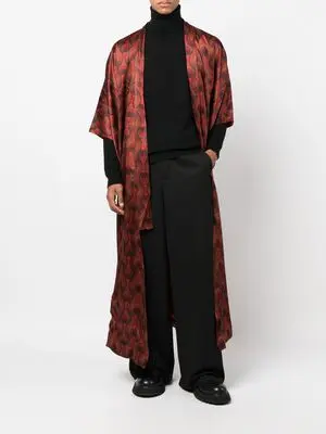 Ozwald Boateng Geometric-print Tie-waist Jacket - Red