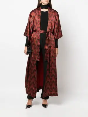 Ozwald Boateng Geometric-print Tie-waist Jacket - Red