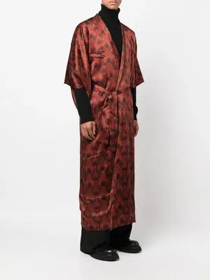 Ozwald Boateng Geometric-print Tie-waist Jacket - Red