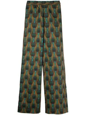 Ozwald Boateng Geometric-print Silk Trousers
