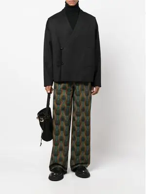 Ozwald Boateng Geometric-print Silk Trousers