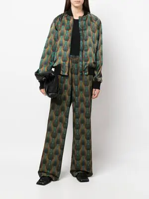 Ozwald Boateng Geometric-print Silk Trousers