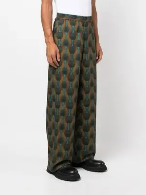 Ozwald Boateng Geometric-print Silk Trousers