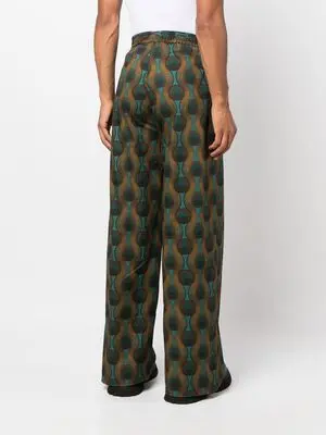 Ozwald Boateng Geometric-print Silk Trousers