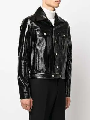 COURREGES Faux Leather Button-up Jacket - Black