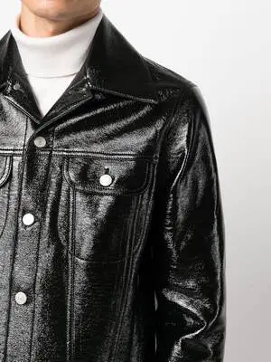 COURREGES Faux Leather Button-up Jacket - Black