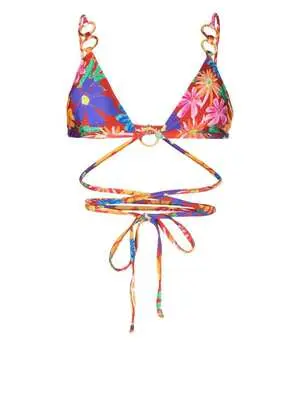 PatBO Aster Wrap-tie Bikini Top - Red