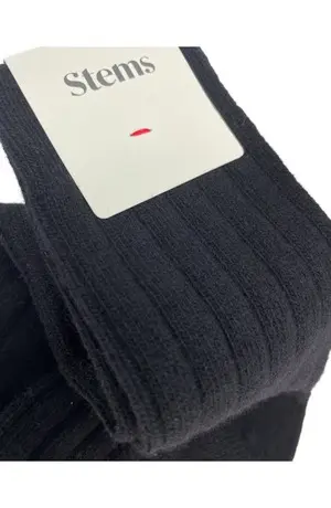 STEMS Luxe Merino Wool And Cashmere Blend Crew Socks - Black