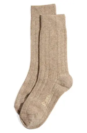 STEMS Luxe Merino Wool And Cashmere Blend Crew Socks - Oat