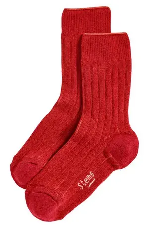 STEMS Stems Luxe Merino Wool And Cashmere Blend Crew Socks Red