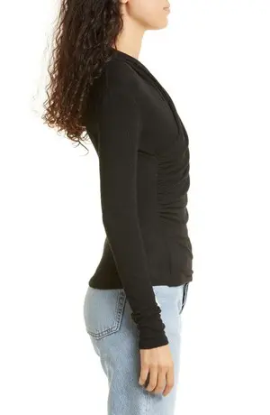 Vince Wrap Front Long Sleeve Knit Top