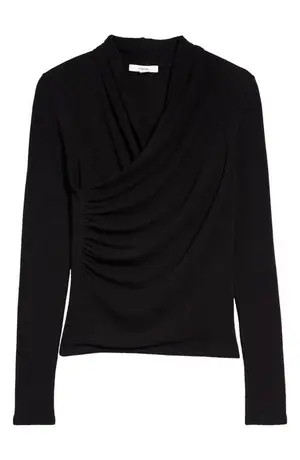 Vince Wrap Front Long Sleeve Knit Top