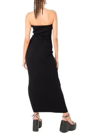 EDIKTED Paola Strapless Knit Maxi Dress
