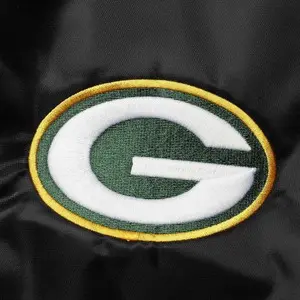 STARTER Silver Green Bay Packers Locker Room Satin Varsity Full-snap Jacket