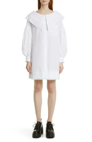 Simone Rocha Cotton Poplin Shirtdress With Embroidered Collar And Hem