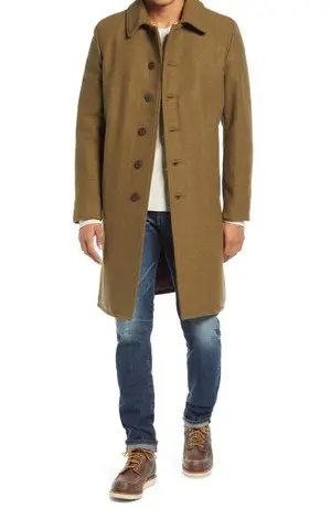 SCHOTT Wool-blend Officer's Coat - Olive