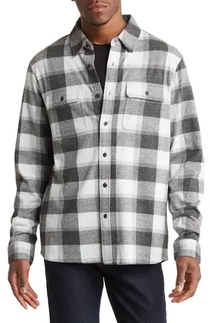 7 Diamonds Generation Stretch Plaid Button-up Shirt Grey