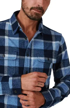 7 Diamonds Generation Stretch Plaid Button-up Shirt - Light Blue