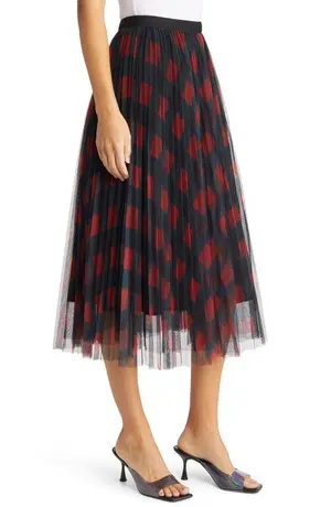 NIKKI LUND Belinda Plaid A-line Skirt - Red