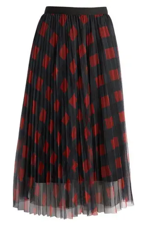 NIKKI LUND Belinda Plaid A-line Skirt - Red