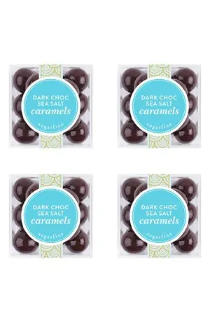 SUGARFINA Dark Chocolate Sea Salt Caramel 4-piece Candy Cubes - Blue