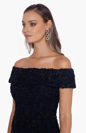 knee length dresses for ladies Xscape Women's Long Sleeve Ball Gown - Black