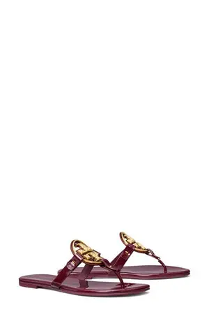 Tory Burch Metal Miller Leather Sandal Bordeaux