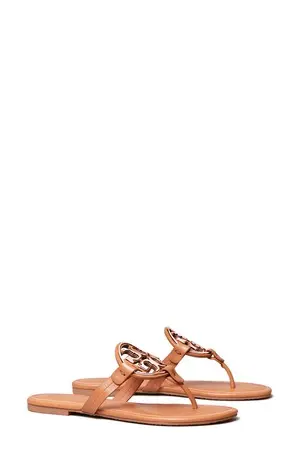 Tory Burch Metal Miller Leather Sandal Tan/ Rose Gold