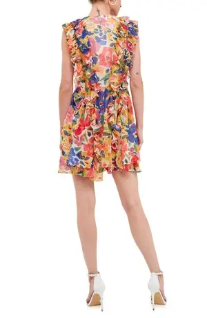 Endless Rose Ruffle Floral Chiffon Mini Dress