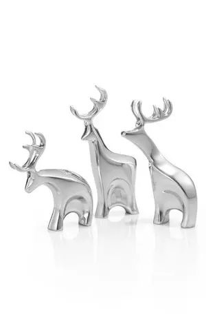 NAMBE Blitzen Set Of 3 Reindeer Figurines - Silver