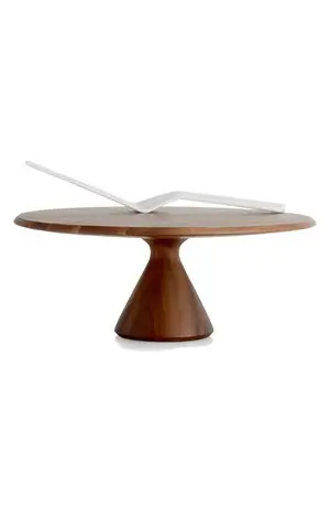 NAMBE Quatro Acacia Wood Cake Pedestal & Server Set - Brown
