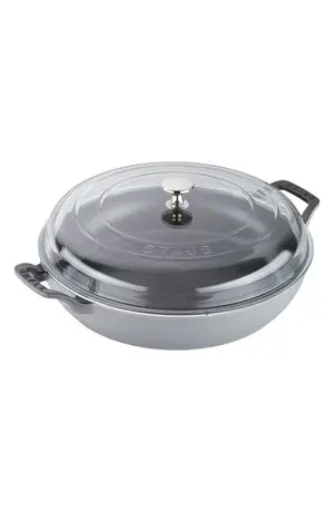 STAUB 3.5 Quart Enameled Cast Iron Braiser With Glass Lid Graphite Grey