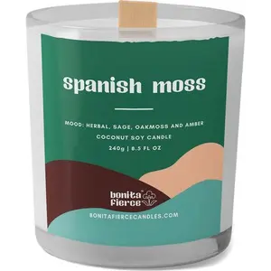 BONITA FIERCE Spanish Moss Candle - White/ Green