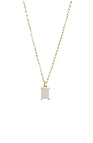 Argento Vivo Birthstone Pendant Necklace - June/ Milky Qtz