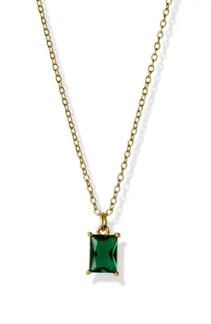 Argento Vivo Argento Vivo Sterling Silver Birthstone Pendant Necklace May/ Emerald