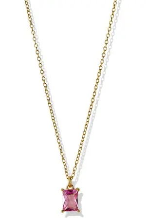 Argento Vivo Birthstone Pendant Necklace - October/pink