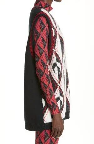 MARINE SERRE Harlequin Wool Blend Sweater Vest