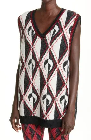 MARINE SERRE Harlequin Wool Blend Sweater Vest